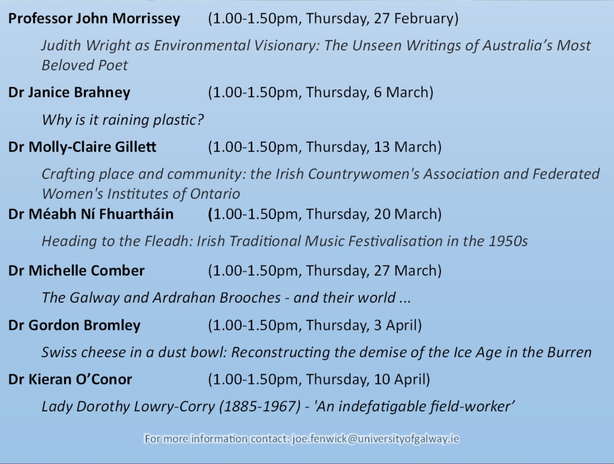 LECTURE: Judith Wright as Environmental Visionary • Galway City Museum