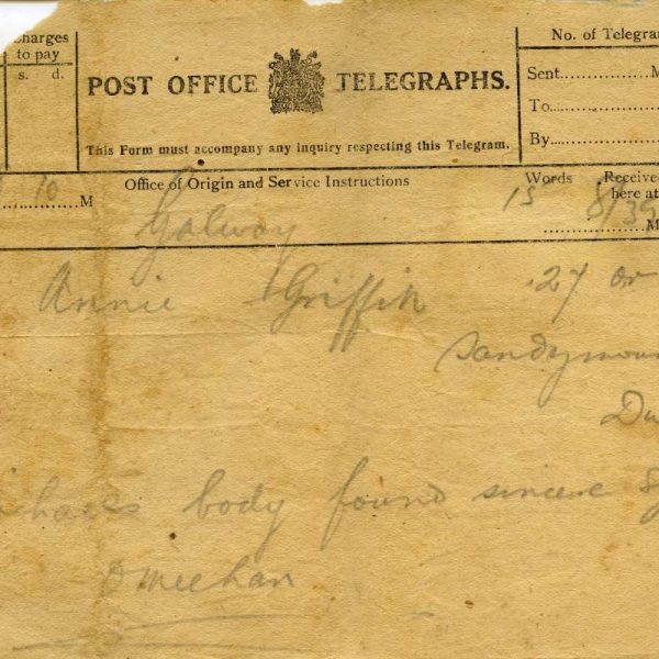 Telegram to Annie Griffin • Galway City Museum